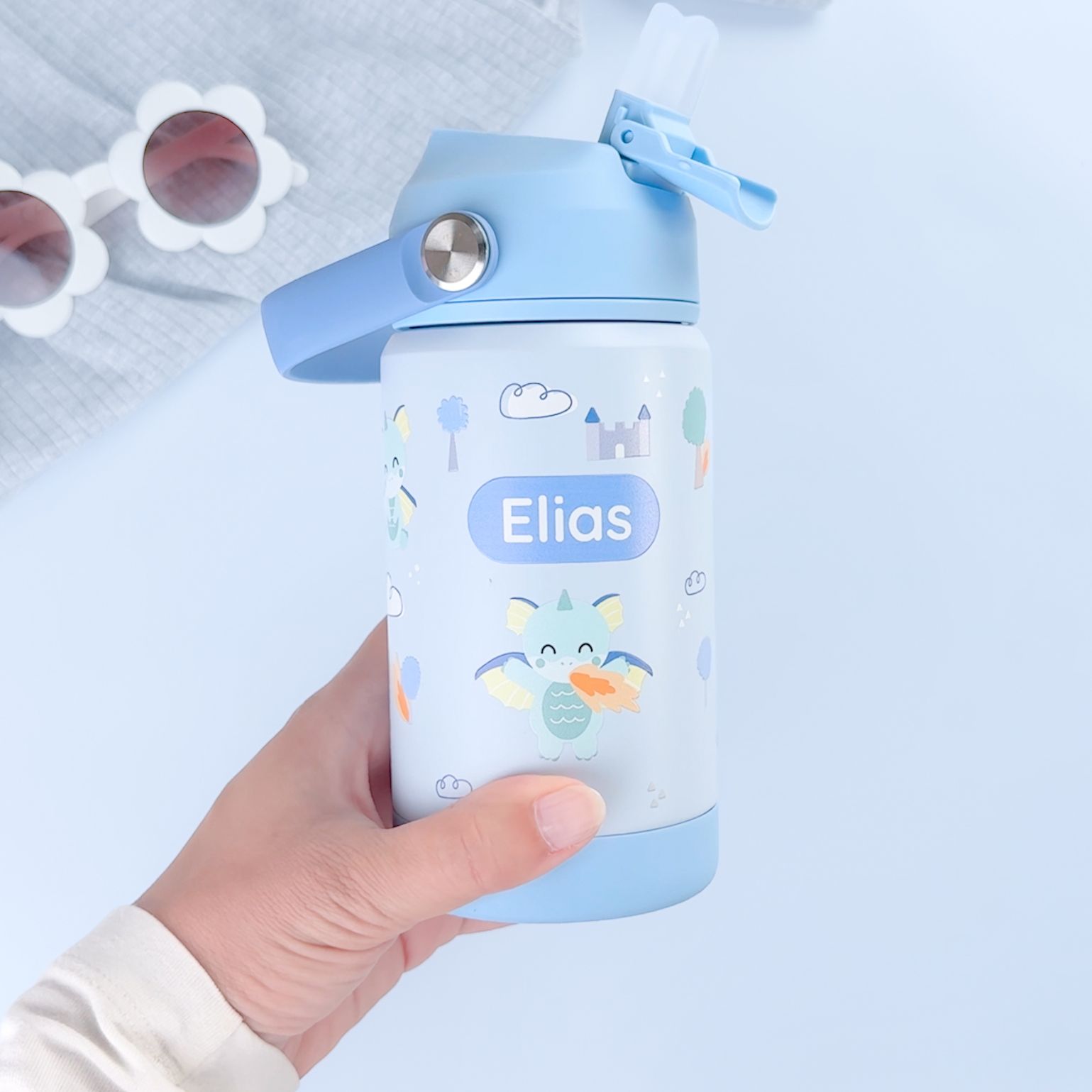 Trinkflasche für Kinder – mit Namen und wählbarem Design | Kleberli